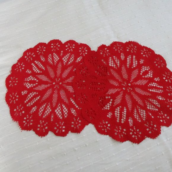 Vintage | Accents | 39 Sale Set Of 2 Red Vintage Doilies | Poshmark